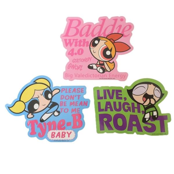 「商品情報」スーパーパワーを持ったブロッサムバブルスバターカップの3人娘が大活躍する[POWER PUFF GIRLS]グッズにまたまた可愛いnewアイテム登場こちらはいろんなところをデコれる[ステッカー]ダイカットデザインの3枚がセットに...