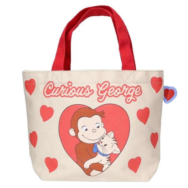 「商品情報」おさるのジョージ[ランチバッグ]カラーマチ付バッグ/ハート「主な仕様」お弁当入れやワンちゃんのお散歩などに使えるマチ付きバッグランチトート/ランチバッグ/雑貨/ファッション バッグ/大人かわいいお弁当箱を持ち運ぶのに便利