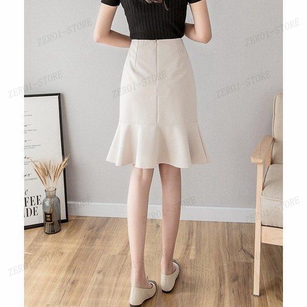 フレアスカート マーメイドスカート 夏 膝丈 レディース◎色：ブラック、ベージュ◎素材：ポリエステル◎原産国：中国◎サイズ(cm)：ウエスト?総丈?ヒップS 64/59/86M68/59/90 L72/60/94XL76/60/98※ 平置...