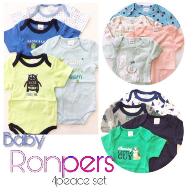 ベビーの必需品の肌着だって、かわいくしちゃおうかわいいベビー用ロンパース4枚セット6M〜9M(60cm〜70cm)9M〜12M(70cm〜80cm)素材:綿100%新作追加予定3枚セットもあるよ※※実寸により誤差がございます。ご了承頂きます...