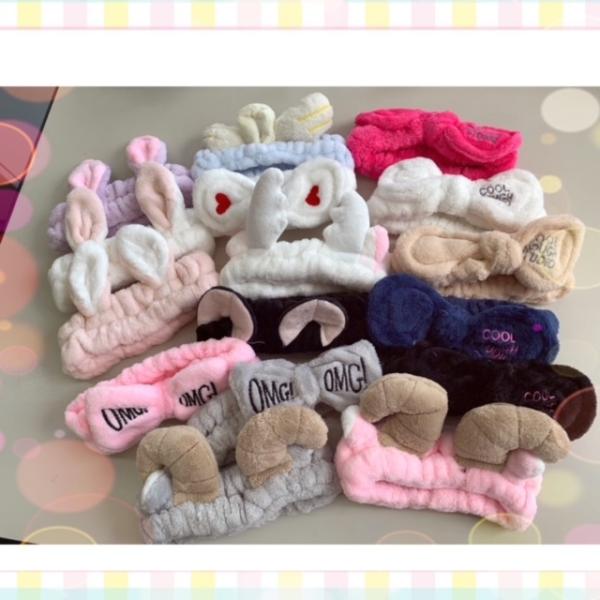 女性と女の子のための伸縮性のあるヘッドバンド,動物の耳と弓が付いた柔らかくて暖かいフリースヘッドバンド,ターバン,ヘアアクセサリー洗顔時、洗顔料使用時、マスク適用時、濡れていない髪を保持することができます。装着時に自撮りすることもできます、...