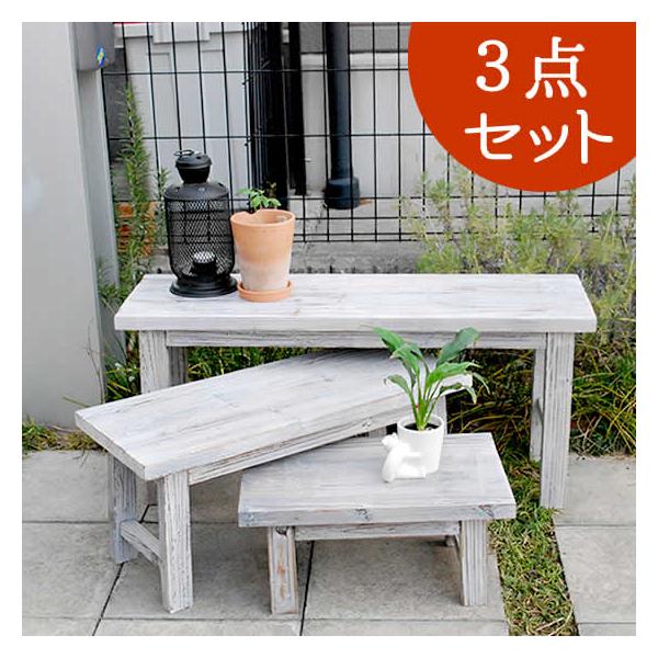 ■サイズ：・大：幅80cm、奥行25cm、高さ36cm・中：幅60cm、奥行25cm、高さ26cm・小：幅40cm、奥行25cm、高さ18cm■重量：(約)7.5kg(3点合計)■カラ−：ホワイト■材質：天然木(杉)　焼加工＋ステイン塗装■...