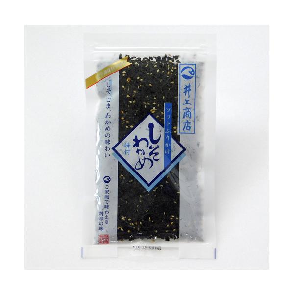 商品名:しそわかめ　青ラベルメーカー：井上商店原材料：わかめ（韓国産）、砂糖、ベース調味料(粉末発酵調味料、乳糖、酵母エキス、チキンエキス)、ごま、食塩、こんぶ調味液（こんぶ抽出液、たん白加水分解物、野菜エキス、食塩）、しそ、かつおぶし調味...