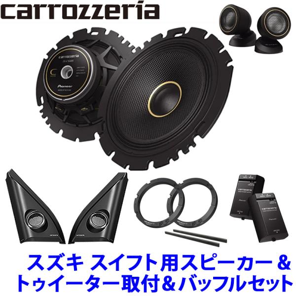 TS-C1640S(スピーカー)+UD-K536(インナーバッフル)+UD-K309(トゥイーター取付キット)のスズキ スイフト専用セット。ハイレゾ対応モデル。