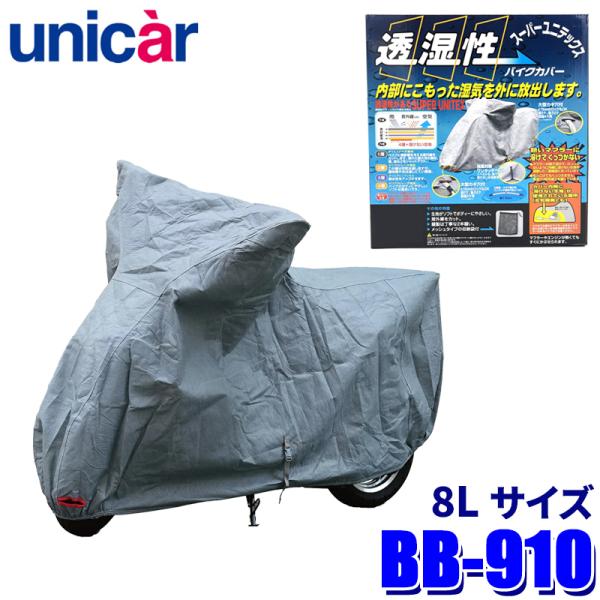 空気を通し湿気を寄せ付けない透湿4層構造の特殊生地を使用。エンジン・マフラー部分に耐熱加工を施した素材を採用し、マフラーやエキパイが走行後の熱い状態でもカバーをかけられる。