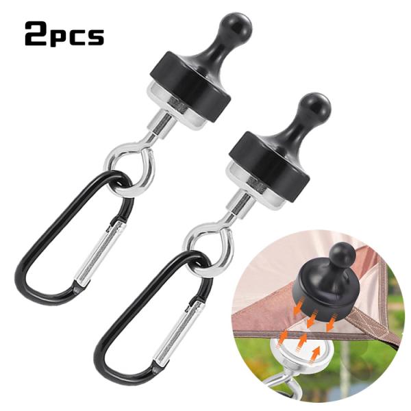 マグネット式の吊り下げ用フック2個セット。 強力なマグネットでテントやターフの生地をはさんで固定します。ランタン、調理用具、ハンガー、扇風機、ライト、小物などを吊り下げ可能です。はさむだけなので取り付け、取り外しも簡単。テントやターフに跡が...