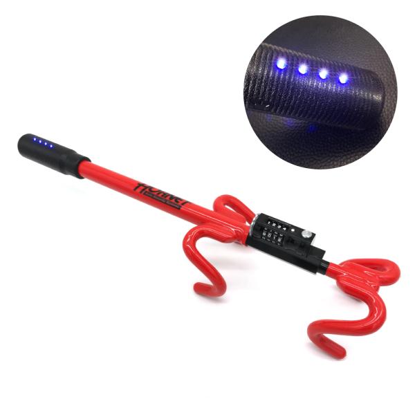 夜間はハンドルロックが見えにくく、盗難犯に気づかれないまま狙われる危険も。そこで効果を発揮するのが、青色LEDが点滅するハンドルロックです。暗闇でも存在感を放ち、車内から漏れる光が強烈な“防犯サイン”となり、犯行を試みる前に諦めさせます。防...