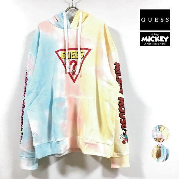 GUESS ゲス × Mickey &amp; Friends Collection ミッキー ＆ フレンズ コラボ Triangle Logo Hooded Parka パーカー 長袖 メンズ 【 送料無料 】 限定コレクション disn...