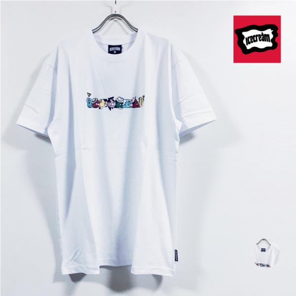 ICECREAM アイスクリーム FACES AND PLACES 半袖 Tシャツ メンズ 【 送料無料 】 クルーネック プリント tee トップス インポート ブランド アパレル ストリート系 ヒップホップ ファッションホワイト （ M...
