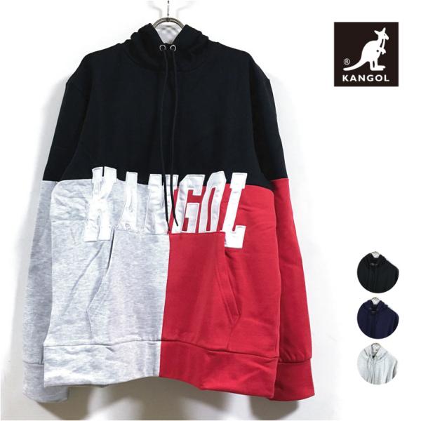KANGOL カンゴール COLORBLOCK HOODY パーカー 裏起毛 K96151 メンズ 【 送料無料 】 切替 プルオーバー フーディー スウェット ストリート系 ファッション 迷彩 カモ M L XL 2XL USサイズブラッ...