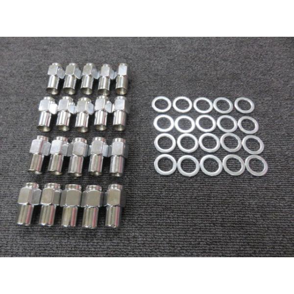 SUPREME サプリューム ホイール用 クロームナット&amp;ワッシャー　各２０個です(ワッシャーは　同型スモールワッシャー）サイズは14inc 15inc マルチピッチ用 7/16 アメ車用細かいサイズは画像に記載しております【車種適...