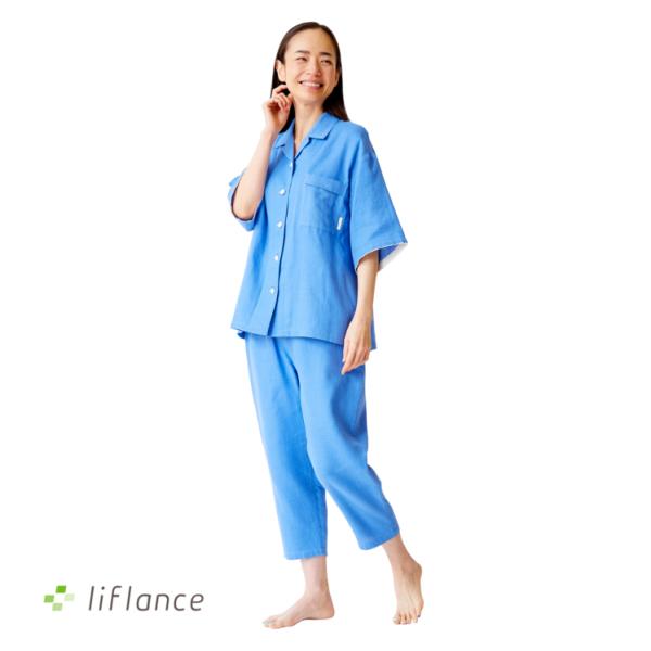 liflance 夏用パジャマ 綿麻ワッフルガーゼ半袖パジャマ liflance 夏用パジャマ 綿麻ワッフルガーゼ半袖パジャマ