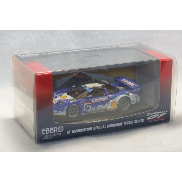 1/43 エブロ EBBRO 577 JGTC 2004 RAYBRIG NSX #100 BLUE チーム国光 4526175435776 ミニカー本体、ケース(細かな擦り傷)、専用台座付属。クリアケース付。箱に小さな穴。状態は商品写真の...