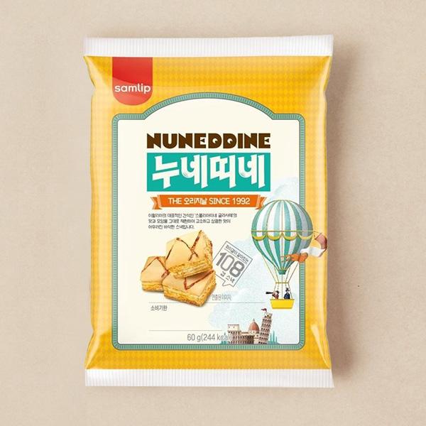 #商品の特徴 : POINT軽やかな食感と豊かな風味が魅力の[SAMLIP] ヌネティネ ミニ オリジナル。60gのこのパッケージには、韓国伝統のフォリアテッラが詰まっています。香ばしいパイ生地が重なり合い、一口ごとにサクサクとした楽しさを...