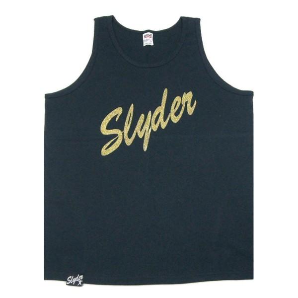◆商品詳細◆SHOPオリジナルのタンクトップになります。当店の原点であり、定番のSlyderロゴのデザイン☆2000年代前半の空気感で、ゴールドのラメプリントを使用し、ギラギラしたロゴの存在感とセクシーさがGOOD!!! 国内ではシルエット...
