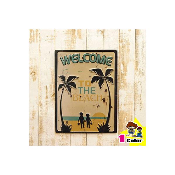 Welcome to the Beachアンティーク風な加工のブリキ看板はとってもお洒落なビーチのイラスト。メタルプレートでしっかりしていて、インテリアとしてもいい雰囲気に。かすれた風合いもアンティークな空間やPOPな空間など幅広い空間に◎...