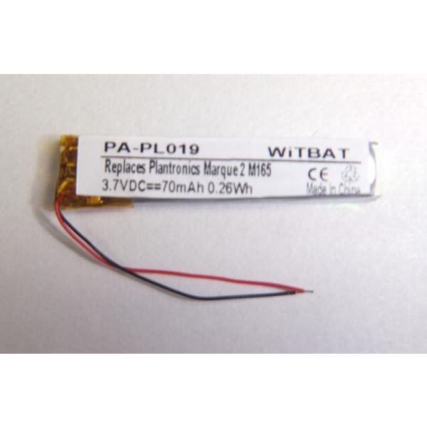 PLANTRONICS Bluetooth ワイヤレスヘッドセット Marque2 M165用バッテリー　新品です。容量：70mAhサイズ：36mm*6.7mm*4mm2線 コネクター無し＜対応機種＞PLANTRONICS Bluetoot...