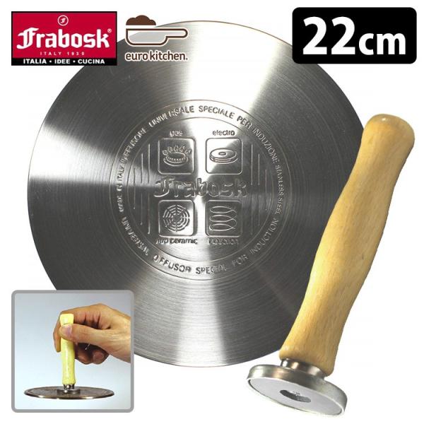 【送料無料】■サイズ：【プレート】φ224×厚み2.8mm／518gステンレス-銀-アルミ-銀-ステンレスの5層構造【ノブ】32×32×H100mm／32g木、スチール、マグネット■推奨サイズ：鍋底直径18cm〜24cm■セット内容：IHヒ...