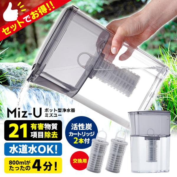 【爆買いWEEK】【送料無料】■セット内容：本体（浄水タンク、フタ、原水タンク）×1、活性炭フィルターカートリッジ×2、取扱説明書（保証書）×1■バリエーション：アースブラック（LIMN-MIZ-U-BK01SC1）■検索キーワード：459...