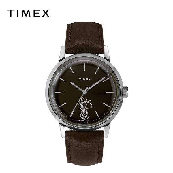 TIMEX タイメックス 腕時計 Peanuts スヌーピー TW2U85600ZV マーリンオートマチック 40ｍｍ 自動巻き レザー シルバー/ブラウン 海外モデル リストウォッチ