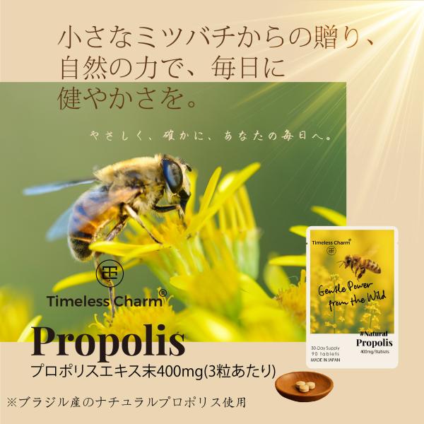 【発売日：2026年02月15日】■ 商品特徴ミツバチが植物の新芽や樹脂から集めた貴重な天然素材「プロポリス」。その自然の恵みを丁寧にタブレット化しました。現代を生きる私たちに必要なのは、無理をする強さではなく、揺らがない土台。自然由来のや...