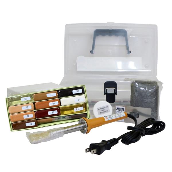 住まいの大切な木製品を補修するのに適した商品です！フローリング・階段・家具・建具等のへこみ・えぐれキズに溶かしたシェラックつや有りを充填して補修♪瞬間硬化するため、短時間で簡単に作業することができます。床暖フロア使用可能。■セット内容・電熱...