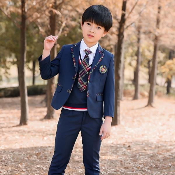 子供 スーツ キッズ 子供スーツ 【5点セット】 送料無料 キッズスーツ スーツ 子ども こどもスーツ 男の子 男児 ボーイズ フォーマルスーツ 長袖 子供服 入学式 結婚式 発表会 福袋 子供用スーツ 七五三 卒業式 ベスト/長ズボン/ワ...