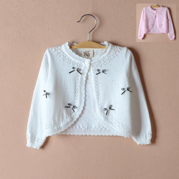 カーディガン 子供 子供服 ニット刺繍 ボレロ ピンク　白　キッズボレロ・子供ボレロ・子ども・ 結婚式 七五三 発表会 披露宴 パーティ 誕生会 七五三 110/120/130cm ※カラー:ピンク、白<br>サイズ:110/1...