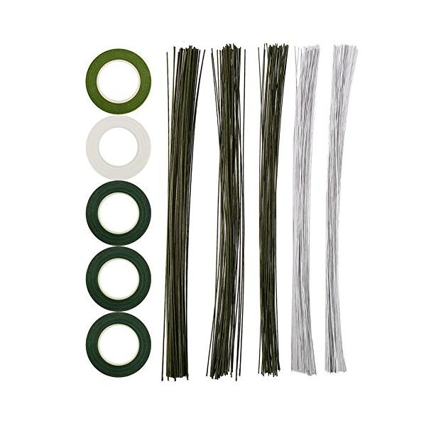 合わせるセット/幅13mm×長さ23m/-・Color:合わせるセット・【セット内容】：白いテープx1個、浅い緑テープx1個、深い緑テープx3個、深い緑地巻ワイヤー（#18 　#20　 #22）各50本、白い地巻ワイヤー（ #24　 #26...