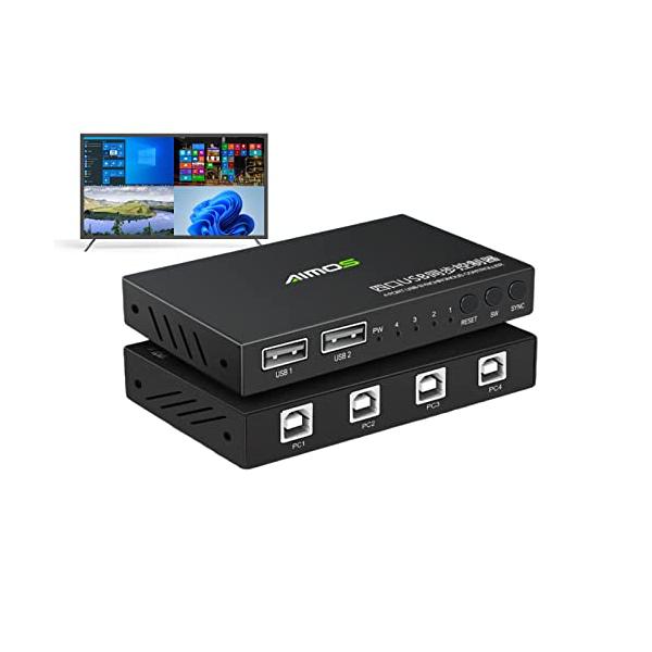 パッケージ個数:1・【多機能コントローラー】3つの制御モードに対応したマウス・キーボード同期コントローラーです。 マウスとキーボードの同期制御、マウスとキーボードの切り替え制御（1台のコンピューターの制御）、同一画面制御（4画面間のマウスの...