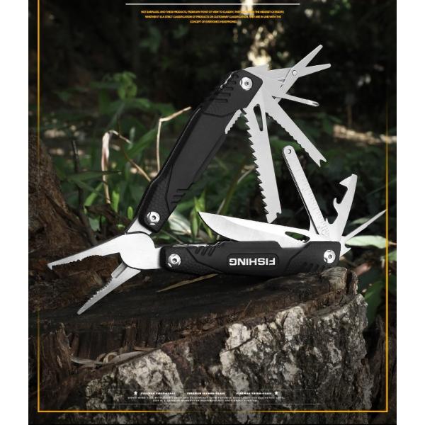 【商品名】: 多機能ペンチ マルチツール 15-in-1 折り畳み式【商品説明】:折畳むサイズは11CMX4.5CM、重さ約375ｇ多機能ペンチ マルチツール 15-in-1 折り畳み式は、アウトドア、キャンプ、釣り、防災など様々なシーンで...