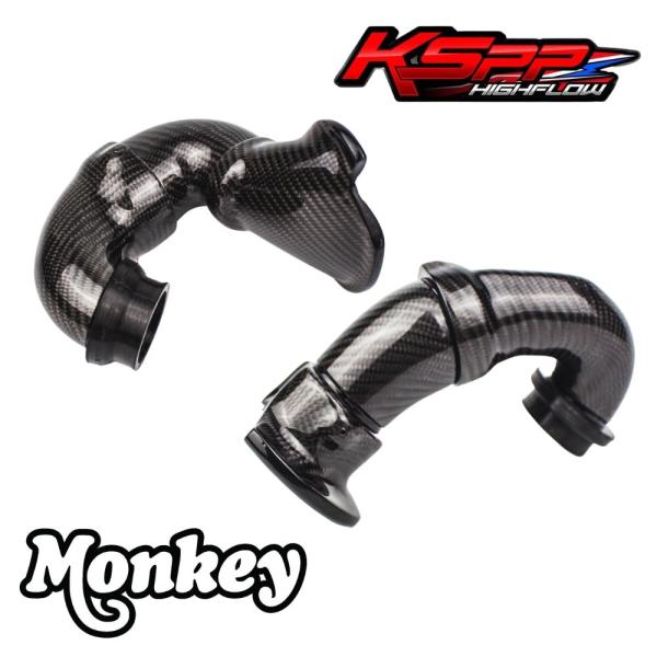 KSPP HighFlow Velocity Stack Intake Air Pipe Carbon HONDA Monkey125純正のエアインレットパイプと交換して使用します。このインレットパイプに交換することで、スロットルボディーへ...