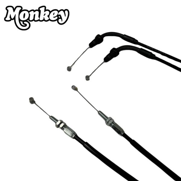 HONDA ５速Monkey125用 デュアルスロットルケーブル 20cmロングMonkey125をアップハンドル等に交換する際に使用するデュアルスロットルケーブル です。純正より20cm/10cm延長しています。取り付け方 車体側に固定す...