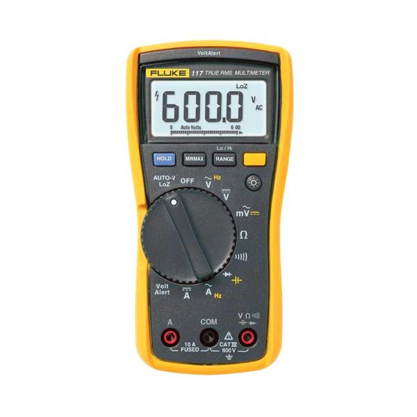 FLUKE-117●コンパクトな Fluke 117 Ture-rms デジタル・マルチメーターは、商業ビル、病院、学校の適切な運営に役立つように最適化されています。<br>●VoltAlertテクノロジーによる非接触式の電圧検...