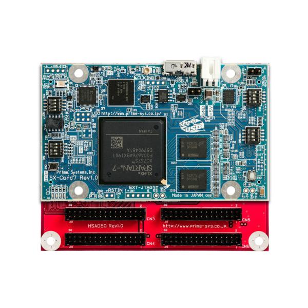 USB3.0対応のFPGAボード「SX-Card7/100C2」と50MSps　14bit　4chのAD変換ボード「HSAD50」をセットにしたお得な開発キットです。USBケーブル給電でも動作しますが、2A/5VのACアダプタ付きです。**...