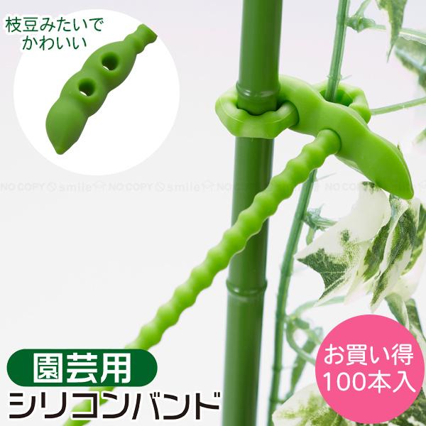 シリコン製で植物を傷つけにくい園芸用結束バンド。枝豆みたいな面白形状のバンドです。穴が2つ空いているので、支柱はしっかり固定、植物の蔓部分はやさしく固定と使い分けができます。付け外し可能で、繰り返し使う事ができ、シリコン製だから耐光性、耐水...