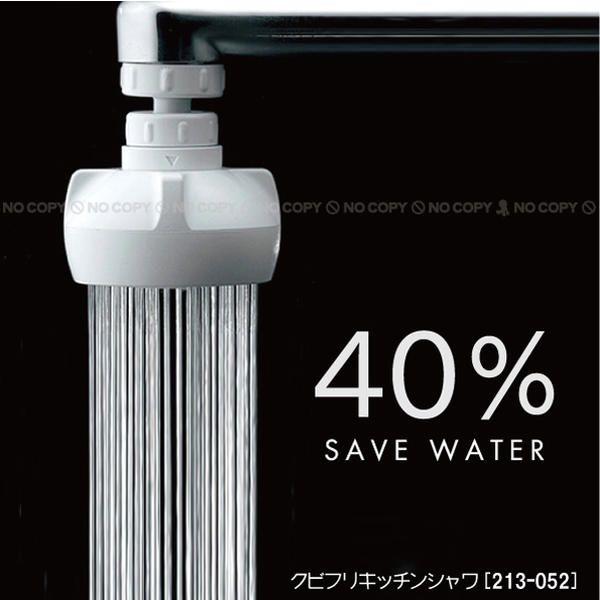 キッチンの水道の泡沫金具付きのパイプに取り付けられるシャワヘッドです。備え付けの整流器に比べ、約40％の節水効果を発揮します。（メーカー調べ）　切替え部を回すとシャワー⇔泡沫に水流パターンが変えられます。角度が自由に調節できる首振りタイプで...