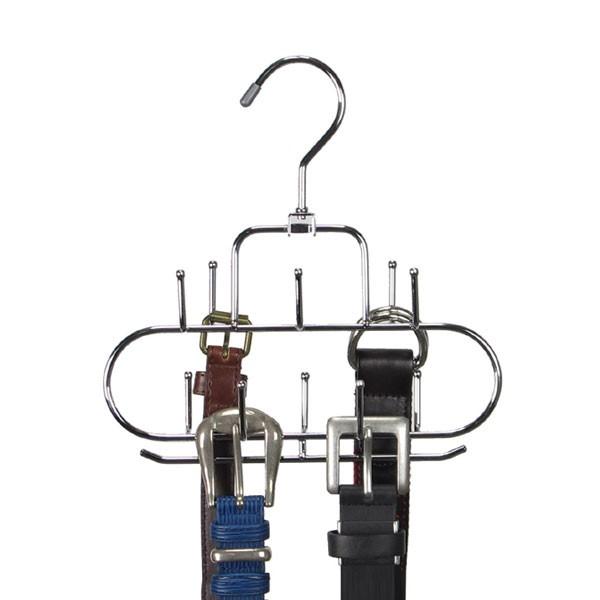 収納場所に困るベルトを引っ掛けるだけで簡単＆見やすく一括収納！穴のないバックルベルトは下のT字バーに引っ掛けて収納できます。ロングネックレスなどのアクセサリー収納にも便利です。美しいフォルムで生活空間を素敵に演出！インテリアにも馴染みやすい...