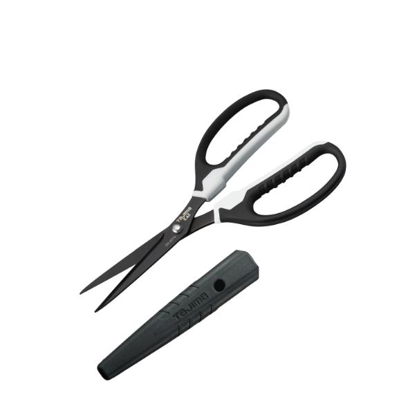 ●幅広テープ（50mm）も1回で綺麗に切れる長刃設計●強粘着テープでも糊が付きにくいフッ素コート●手袋着用でも滑りにくい ラバーグリップ●細い線も滑らず切れる 根元ギザ刃装備