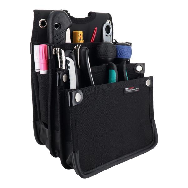 ●JANコード：4954458306442●品番：DTH-03-BK●品名：帆布電工袋・3段●深さ：約330g●重量：215mm●【特長】●摩擦の激しい底部とポケット部に補強あり●内ポケット2ヶ所付●両サイドポケット付●画像は使用時のイメー...