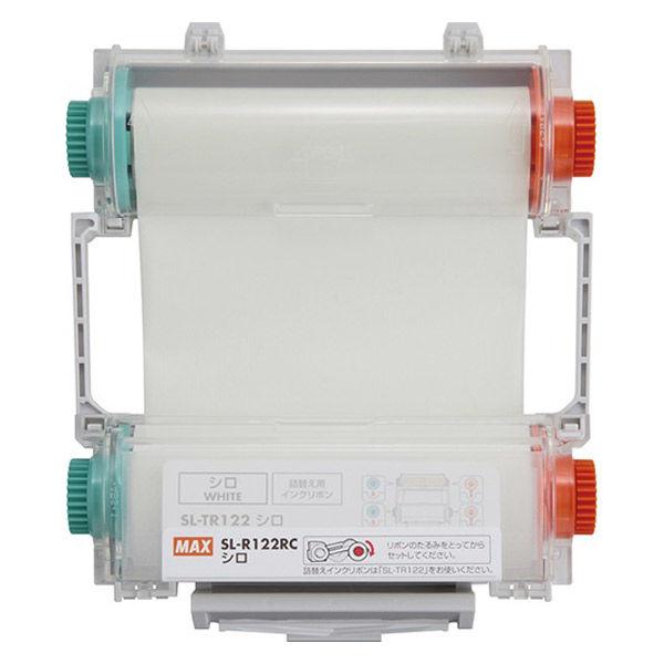 ビーポップ100ｍｍタイプ用詰替え対応インクリボンカセット。インクリボン残量検出対応。リボン幅×長さ　100ｍｍ×55ｍ。●メーカー：MAX（マックス）●ブランド名：Bepop(ビーポップ）●商品名：SL-R122RCシロ●品番：IL923...