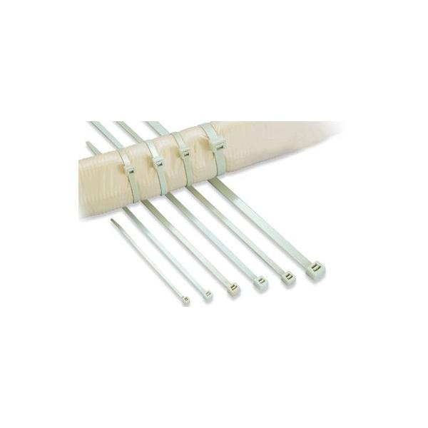 ●入数：50本/袋●色：アイボリー●全長：382mm●幅A：7.5mm●結束径（φmm）：最小3.0/最大100●ループ引張強度（最小値）N(kgf）：535(54.56)●使用温度範囲：-40℃〜+110℃●建物の外壁と合う為エアコンなど...