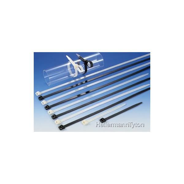 ●入数：25本/袋●色：黒●全長：735mm●幅A：12.5mm●結束径（φmm）：最小12/最大200●ループ引張強度（最小値）N(kgf）：1115（113.70）●使用温度範囲：-40℃〜+85℃●ケーブルトレイへの導管や太径電線の結...