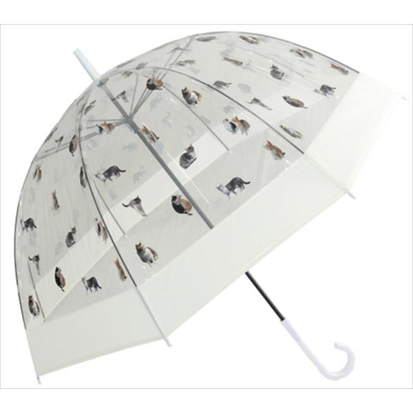 【商品サイズ】幅5cm 奥行8.5cm 高さ92cm【セット内容】本体：１【材質】生地：ポリエチレン　　　　　　中棒：鉄　　　　　　　　　　親骨：グラスファイバー【商品名】ビニール傘　リビングキャット　
