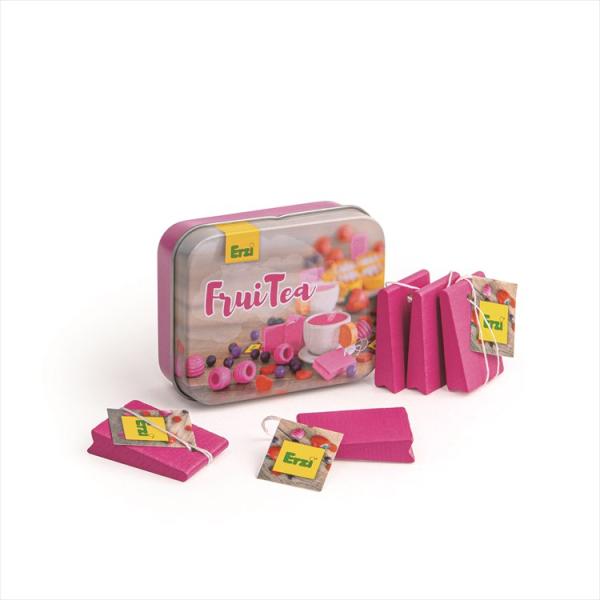 【商品サイズ】幅7.5cm 奥行5.9cm 高さ2.4cm【セット内容】ティーバッグ×5、缶ケース×1【材質】天然木、スチール、紙、コットン【対象年齢】3歳以上【商品名】フルーツティーバッグ