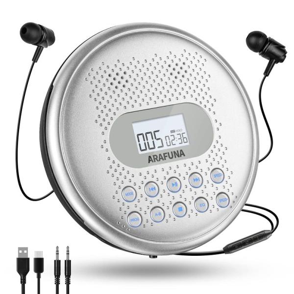 【商品名】　Arafuna ポータブル CDプレーヤー スピーカー内蔵式 CDプレーヤー ポータブル 1400mAh充電式 cdプレーヤー 音飛び防止 ★★ラッピングについて★★当店ではラッピングは承っておりません。ご了承くださいませ。★★...