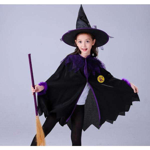 ハロウィン 衣装 子供 女の子 魔女 コスチューム 仮装 ポンチョ マント 子供 かわいい イベント 変身 キッズ 女の子 コスチューム 子ども用 コスプレ衣装 110cm 120cm 130cm 140cm