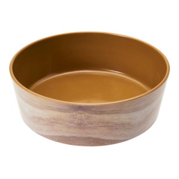 木目が美しいメラニン食器です。小型犬に丁度いいSサイズです。メラニン食器はプラスチック製食器の優等生で硬くて丈夫、熱に強く、優れた保温性をもっていて汚れも簡単に取れるので衛生的です。側面の外側はお部屋のインテリアにマッチしそうな美しい木目調...
