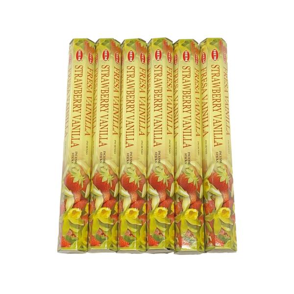 内容：HEM　ストロベリーバニラ香内容量：お香20本入りが6箱(1箱約20本×6箱　120本/ばらつきがあります)原産国：インド甘いストロベリーの香りに優しい爽やかなバニラの香りがとても良く合っています。恐らくとても甘いイメージを持たれるか...
