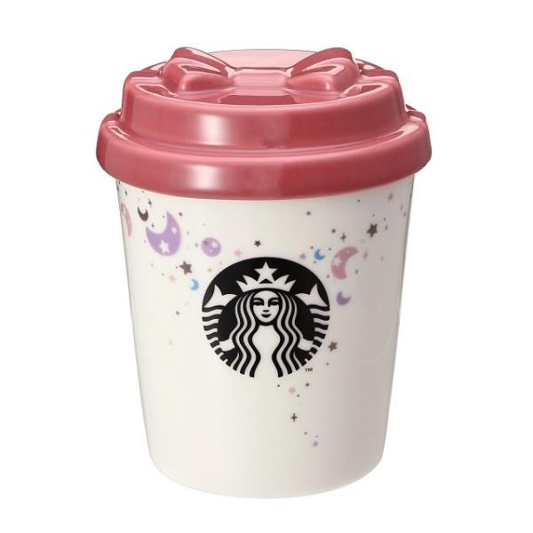 ★STARBACKSスターバックス ホリデー2019キャニスターリボンリッドリボン型リッドがついたのキャニスター♪星や月のモチーフがサイレンロゴのまわり散りばめられた、ピンク色のリボン型リッドがアクセントになったキャニスターです。小物入れと...